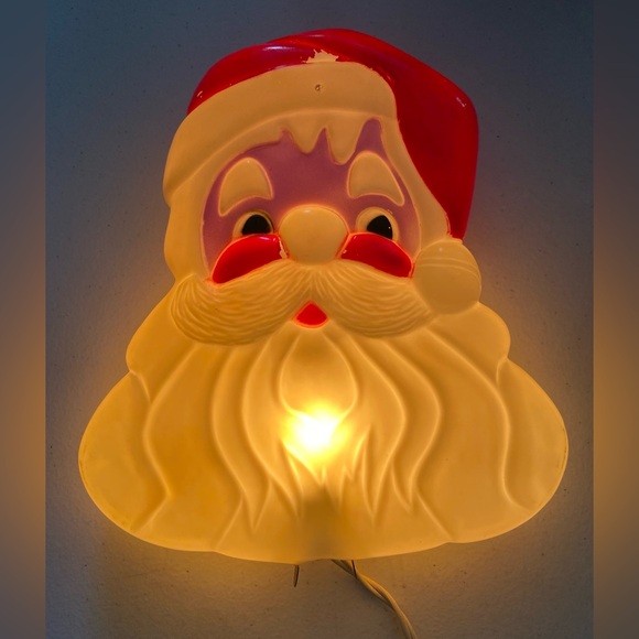 Holiday | Vintage Plastic Double Sided Christmas Santa Blow Mold Light ...